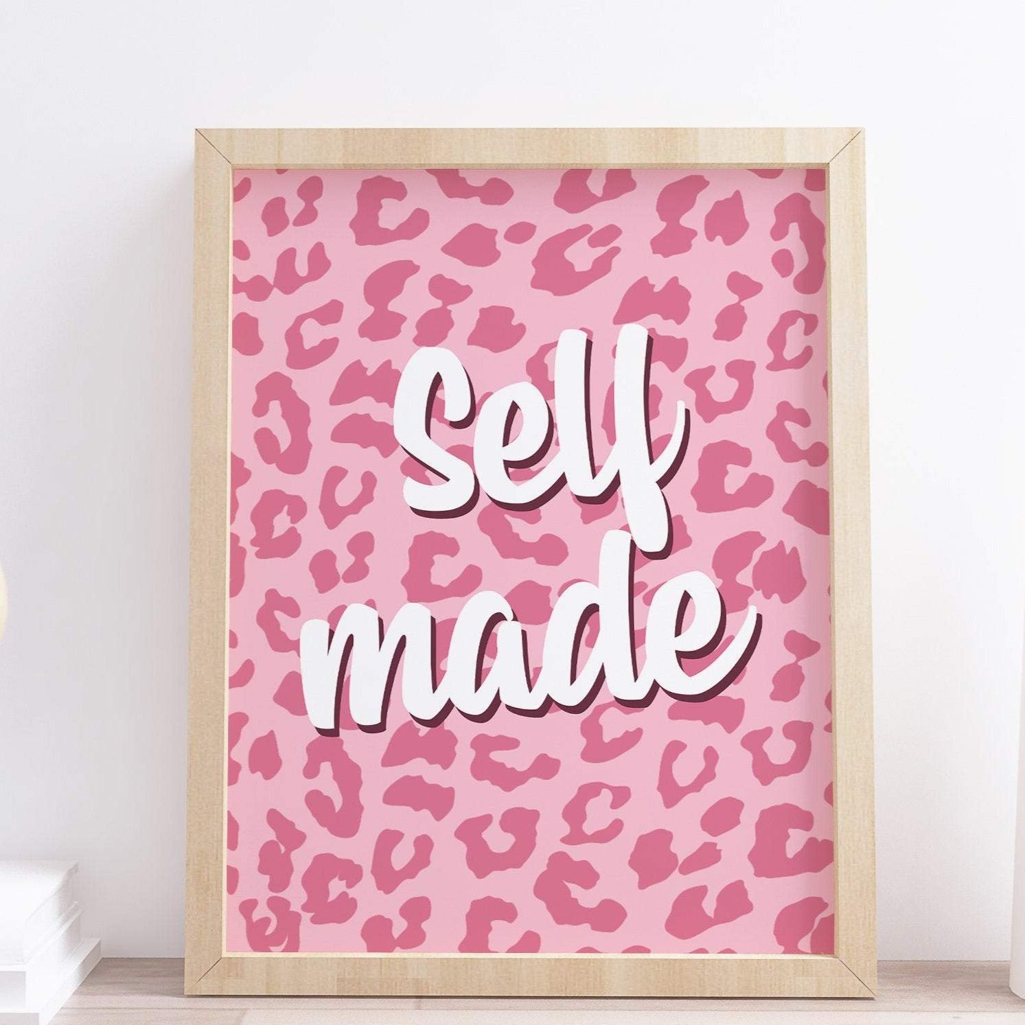 Self Made Animal Print Quote typography print – Design By Emma